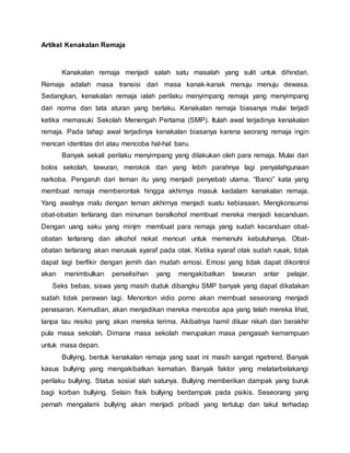 Artikel tentang kenakalan_remaja | DOCX