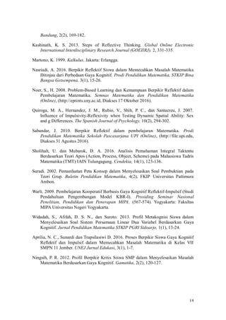 Proses Berpikir Reflektif Mahasiswa dalam Memecahkan Masalah Pembuktian Teorema Grup Ditinjau ...