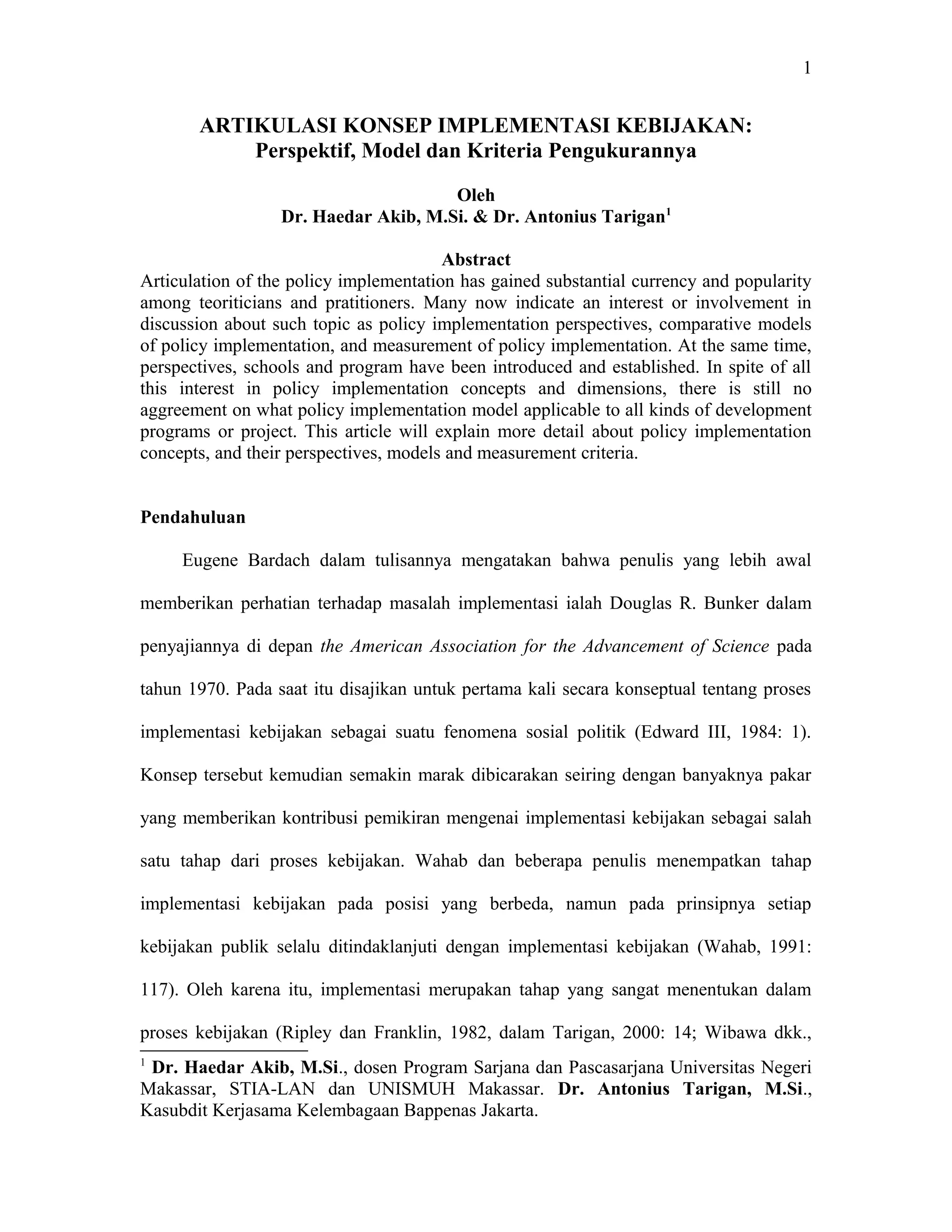 konsep implementasi kebijakan | DOC