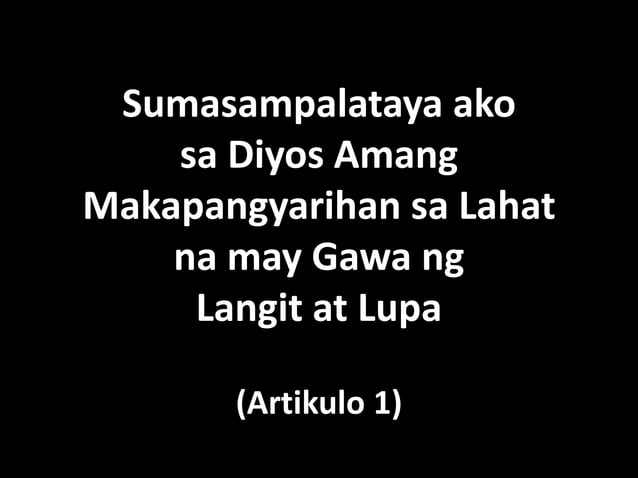 Ang Kredo, Artikulo 1 | PPTX