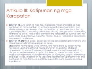 Artikulo III- Saligang Batas ng Pilipinas 1987 | PPTX