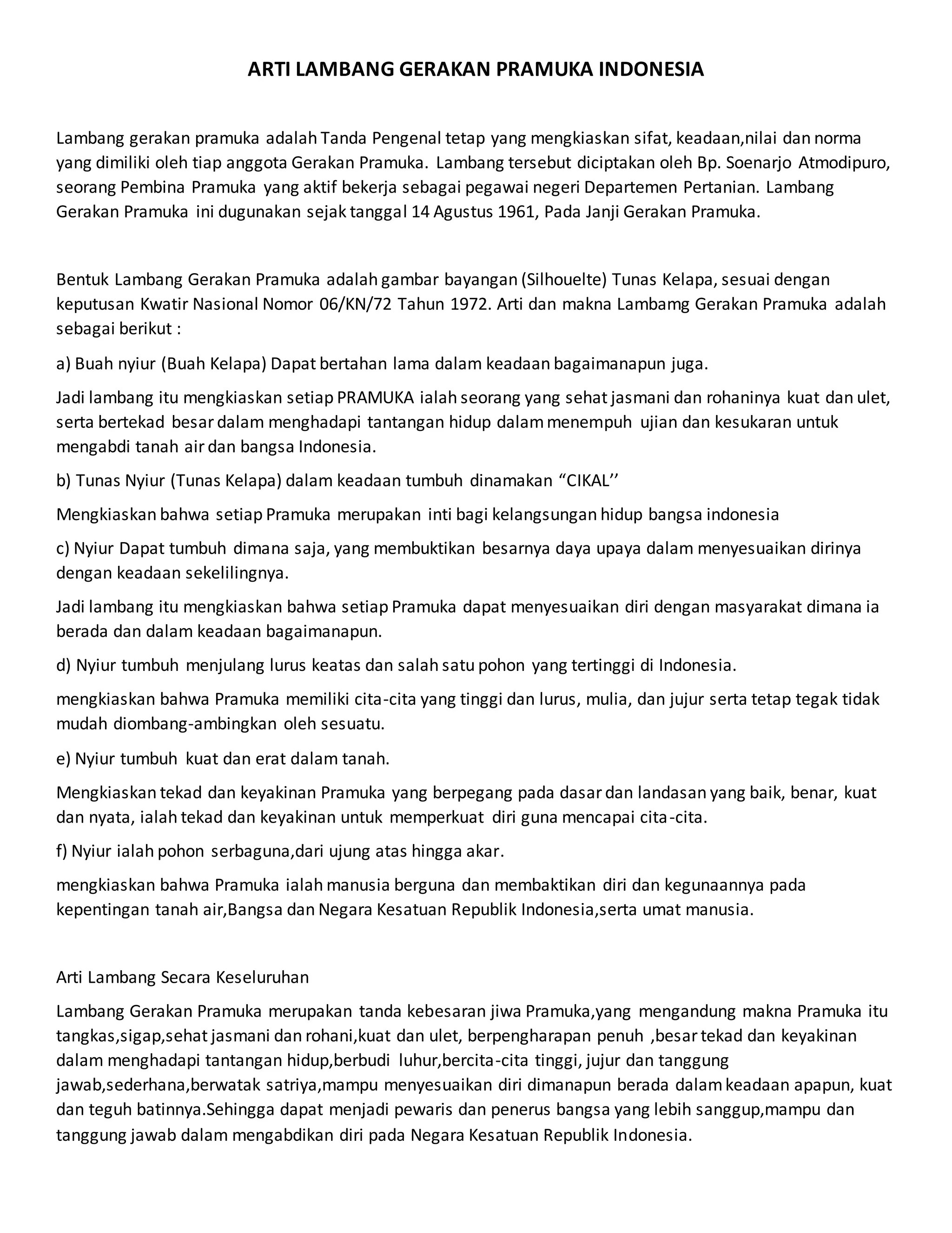 Arti lambang gerakan pramuka indonesia | DOCX