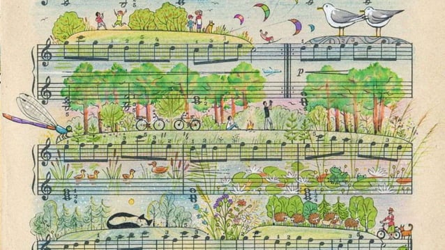Art illustrations on Vintage Sheet Music 1 | PPT