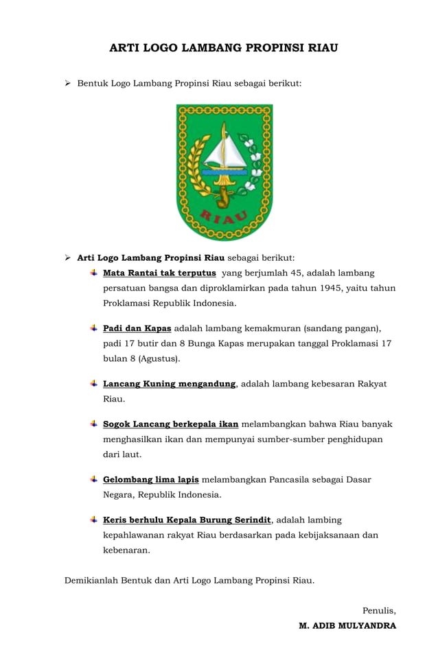 Arti logo lambang propinsi riau | PDF