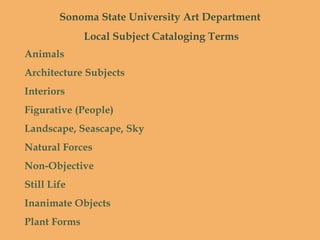 More Than Meets the Eye: Subject Cataloging for Images | PPT