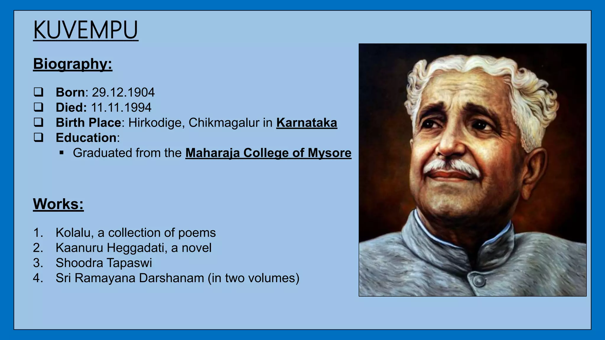 Famous Writer/Poet from Karnataka | PPTX | Hinduism | Religion ...