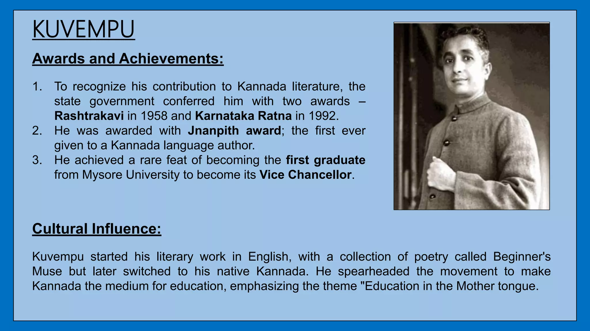 Famous Writer/Poet from Karnataka | PPTX