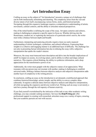 Art Introduction Essay | PDF