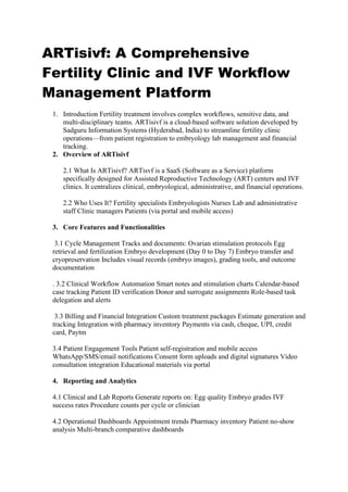 ARTisIVF: A Comprehensive Fertility Clinic and IVF Workflow Management ...