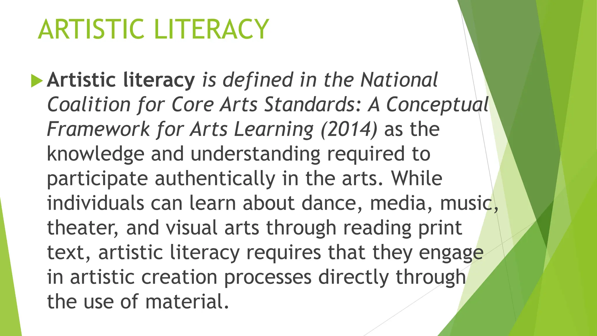 ARTISTIC AND CREATIVE LITERACY for building and enhancing new ...