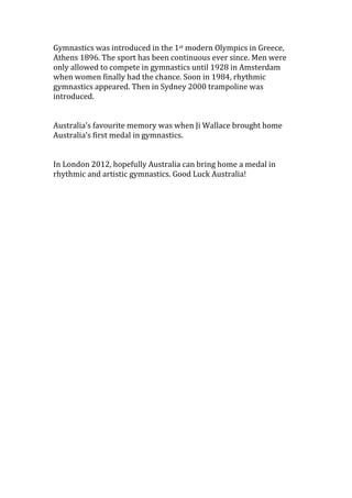 Artistic gymnastics report | PDF