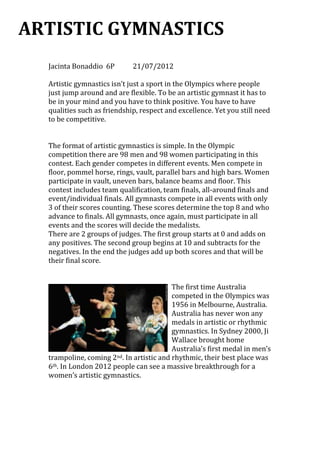 Artistic gymnastics report | PDF