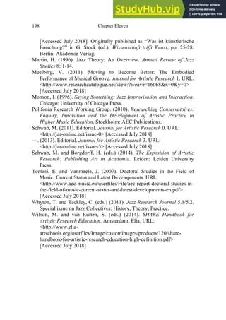 Artistic Research In Jazz A Case Study And Potential Developments | PDF