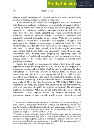 Artistic Research In Jazz A Case Study And Potential Developments | PDF