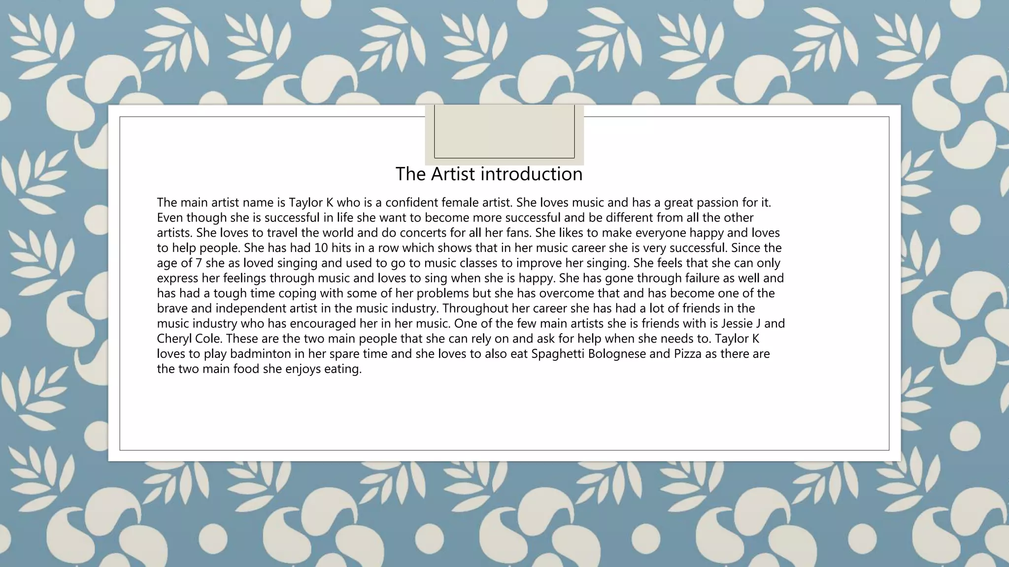 Artist Introduction | PPTX