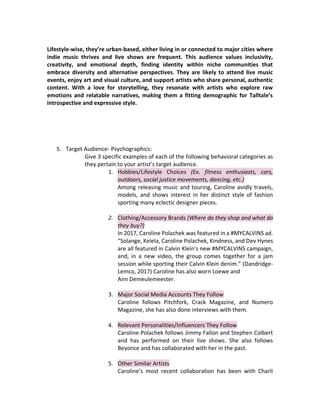 Artist, Audience, and Analysis for Talltale | PDF