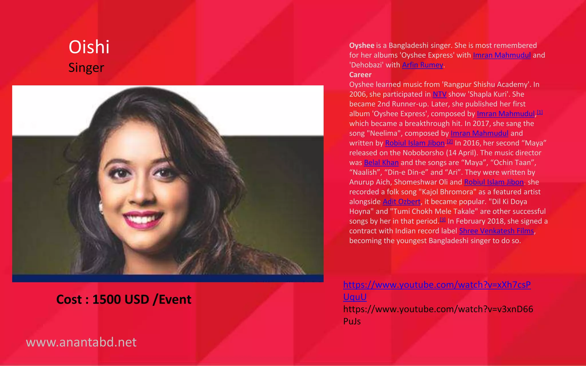 Bangladeshi Singer Booking agency | Artist Booking Agency Bangladesh ...