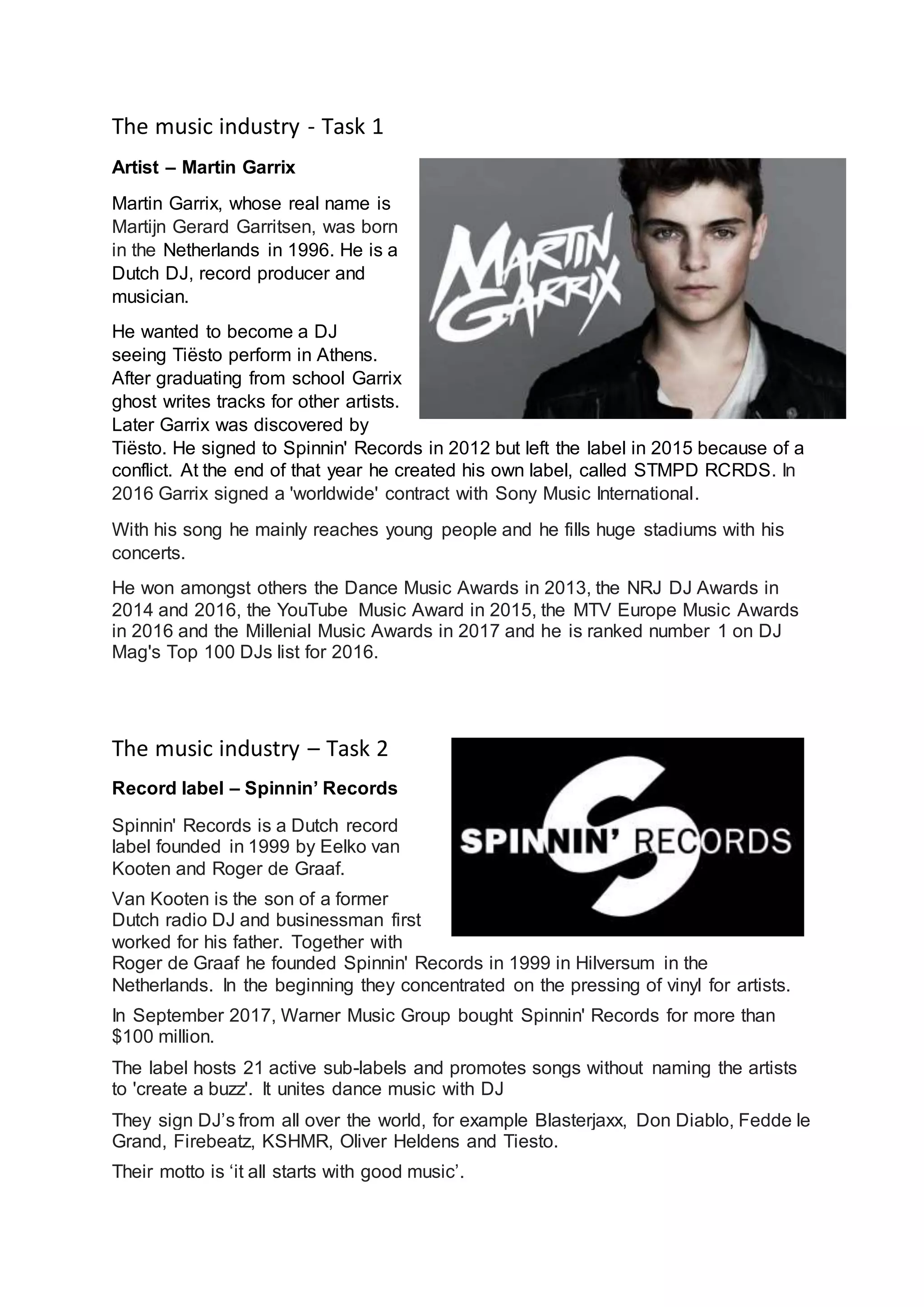 Artist research & record label | DOCX