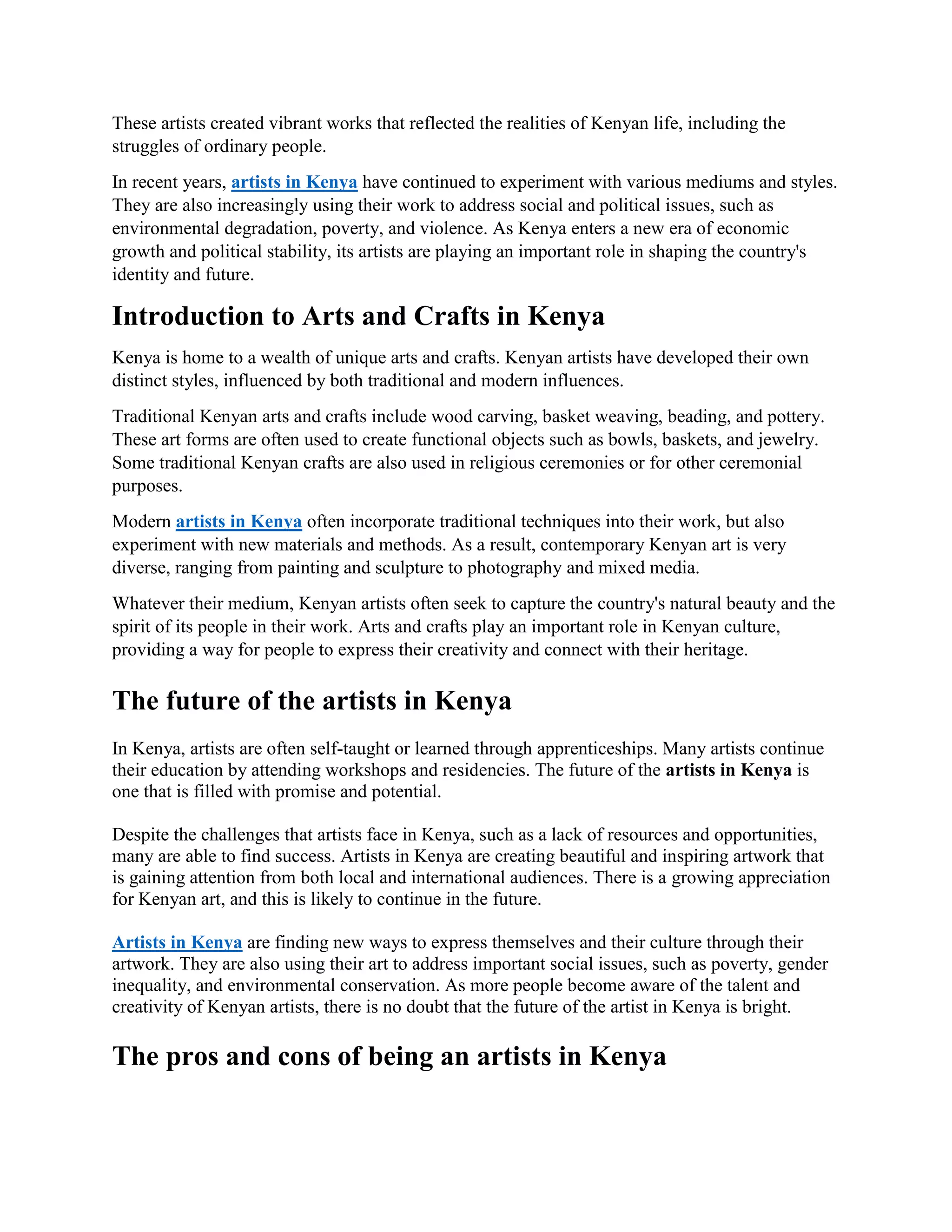 Artists in Kenya | DOCX