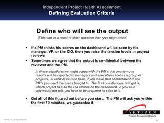 Artizen Project Health Assessment - How to conduct one properly. | PPT