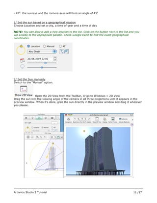 Artlantis tutorial script | PDF | 3-D Graphics | Computer Software and Applications