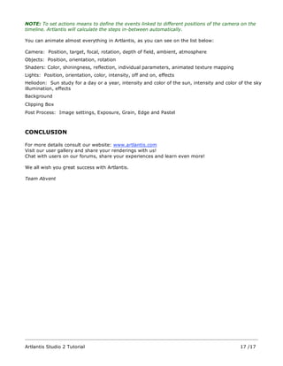 Artlantis tutorial script | PDF | 3-D Graphics | Computer Software and Applications