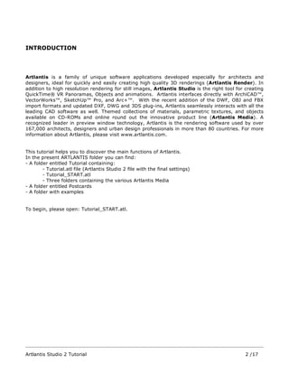 Artlantis tutorial script | PDF | 3-D Graphics | Computer Software and Applications