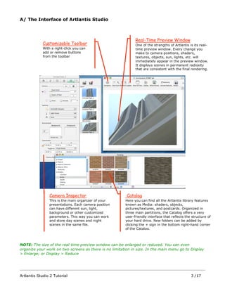 Artlantis tutorial script | PDF | 3-D Graphics | Computer Software and Applications