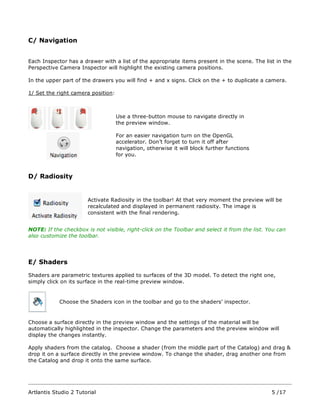 Artlantis tutorial script | PDF | 3-D Graphics | Computer Software and Applications
