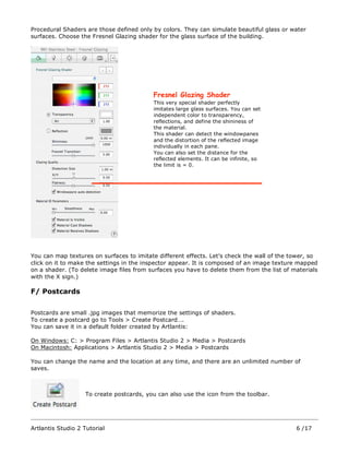 Artlantis tutorial script | PDF | 3-D Graphics | Computer Software and Applications