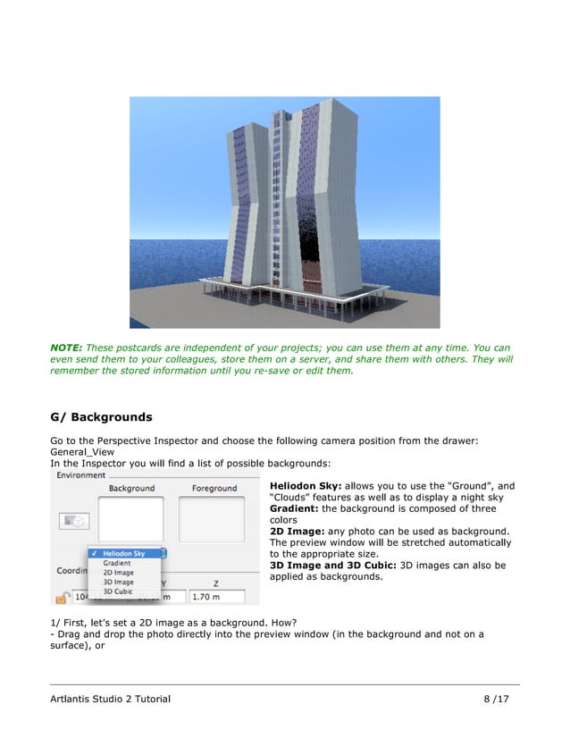 Artlantis tutorial script | PDF | 3-D Graphics | Computer Software and Applications