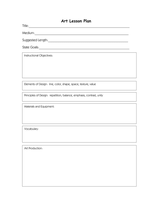 Blank Art Lesson Plan | DOC | Design | Fine Art