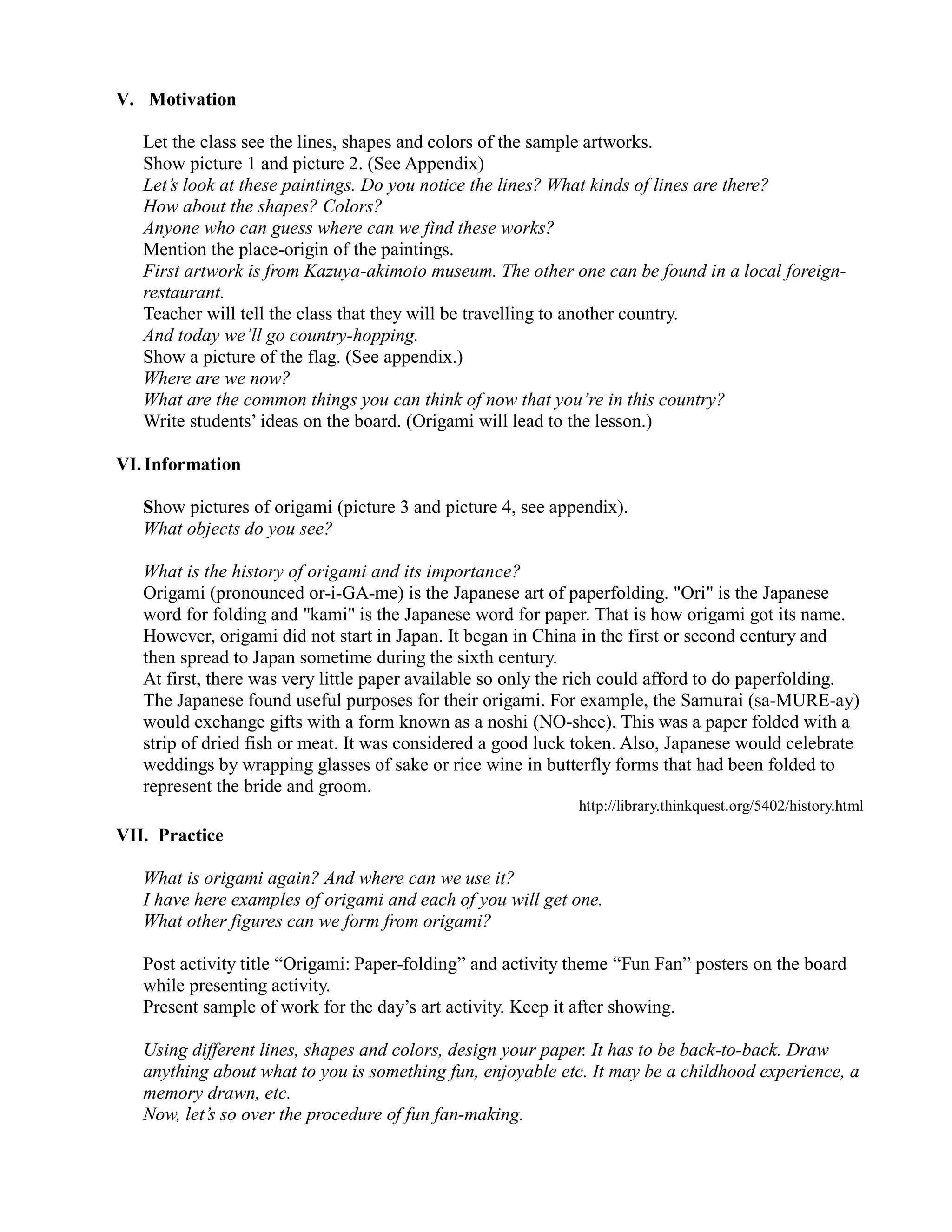 Art lesson plan | PDF