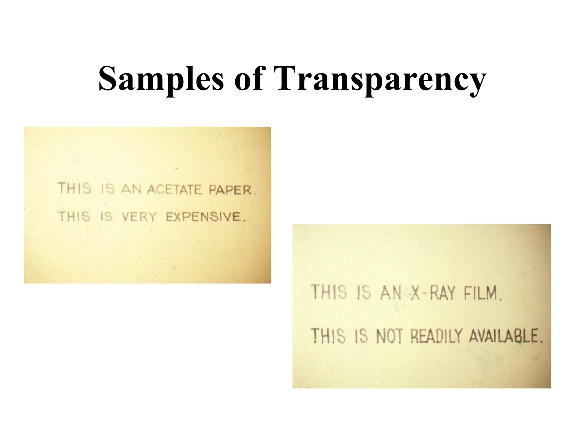 Art of Making Transparency as a Visual Aid | PPT