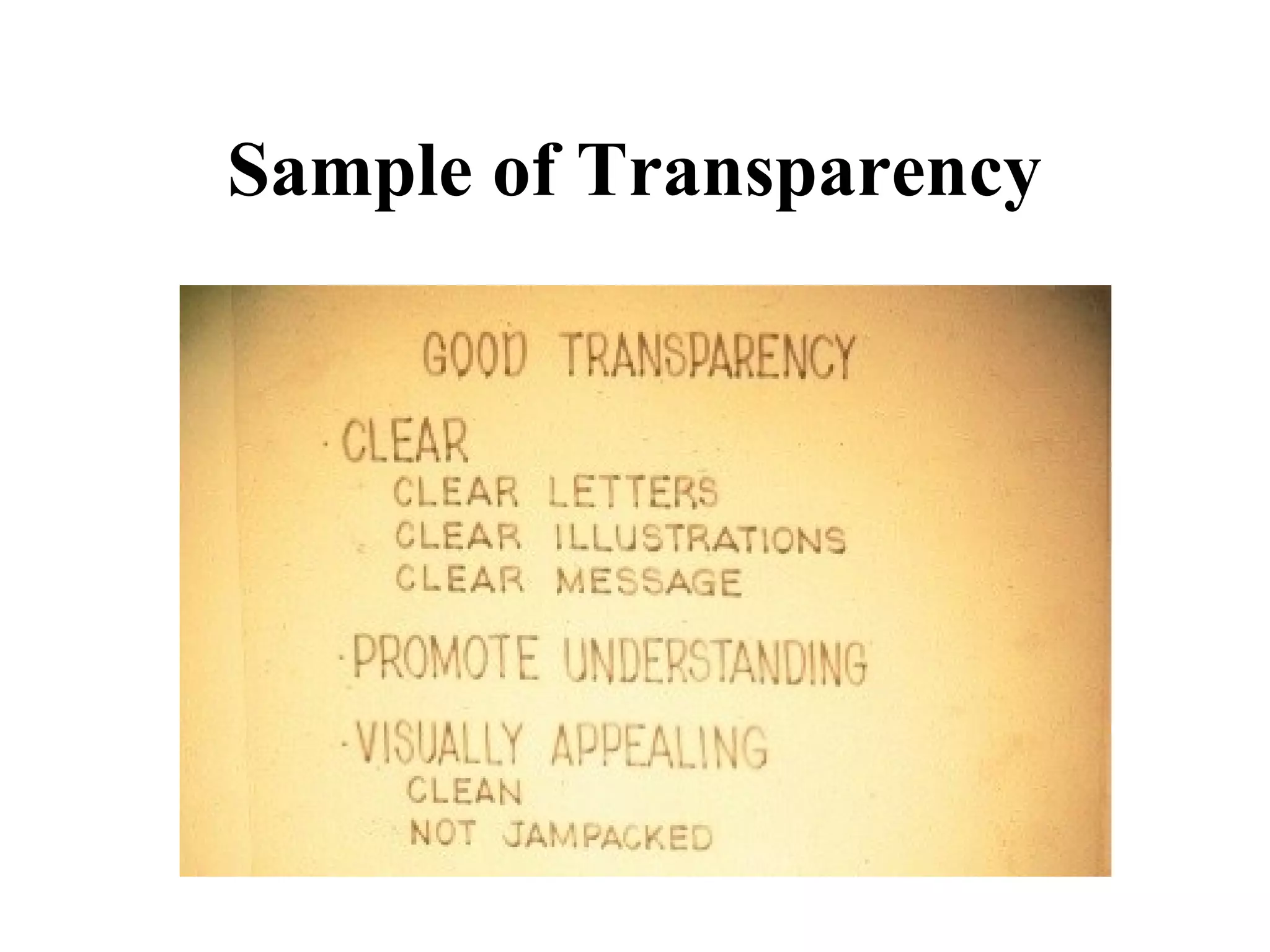 Art of Making Transparency as a Visual Aid | PPT