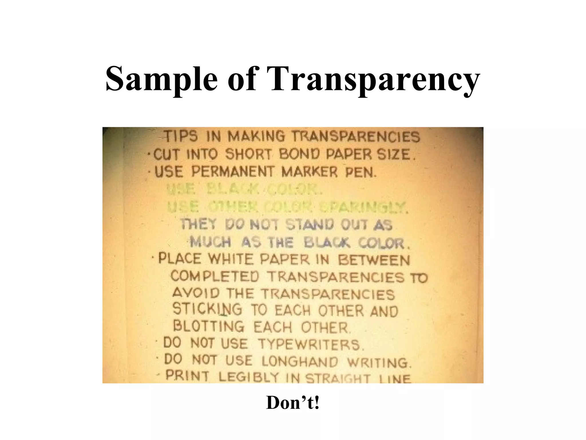 Art of Making Transparency as a Visual Aid | PPT