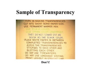 Art of Making Transparency as a Visual Aid | PPT