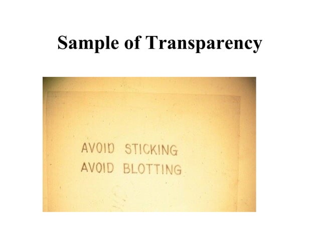 Art of Making Transparency as a Visual Aid | PPT