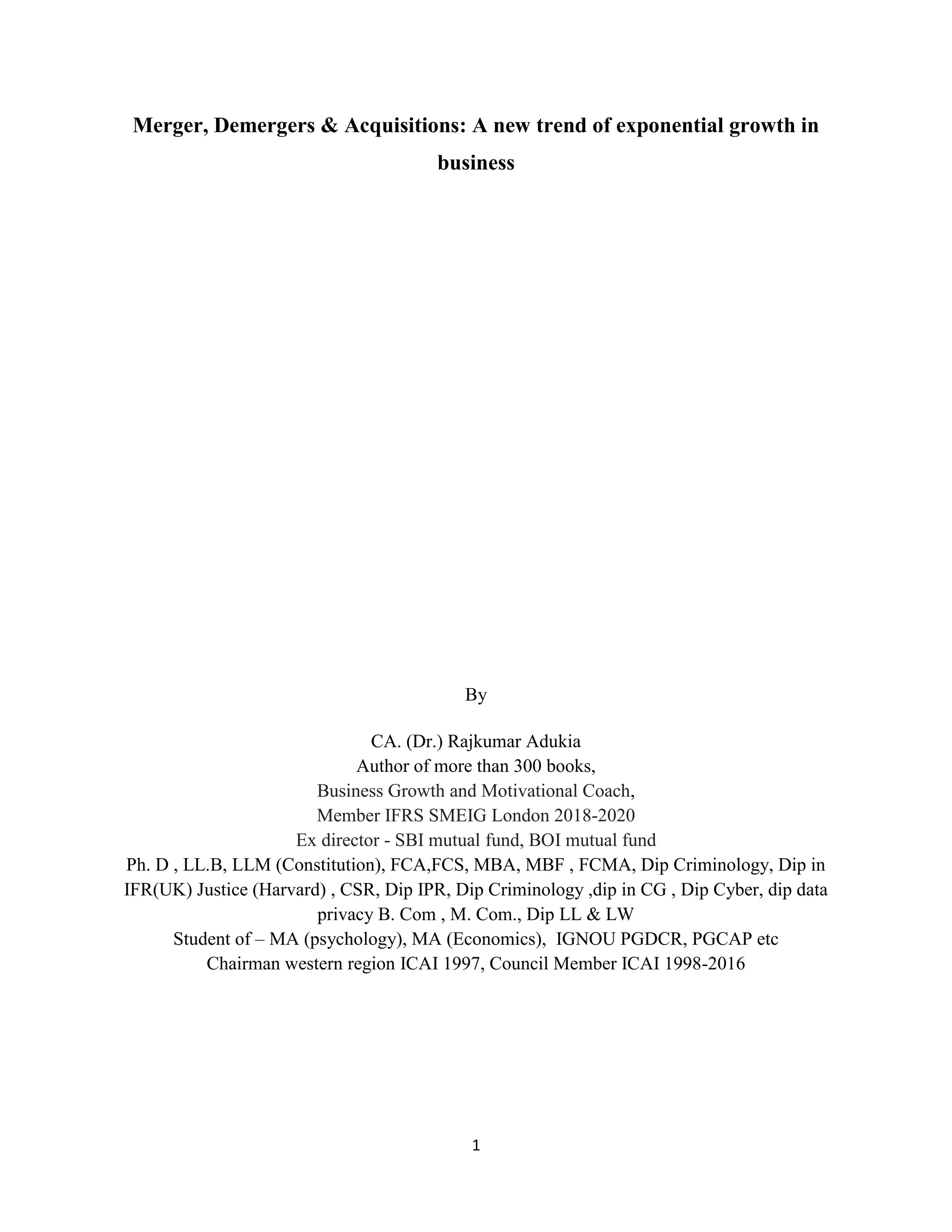 merger, demergers and acquistions- ways to grow business | PDF ...