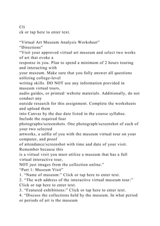 Art Museum Analysis Worksheet Virtual Art Museum Analysis Works.docx