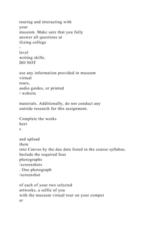 Art Museum Analysis Worksheet Virtual Art Museum Analysis Works.docx