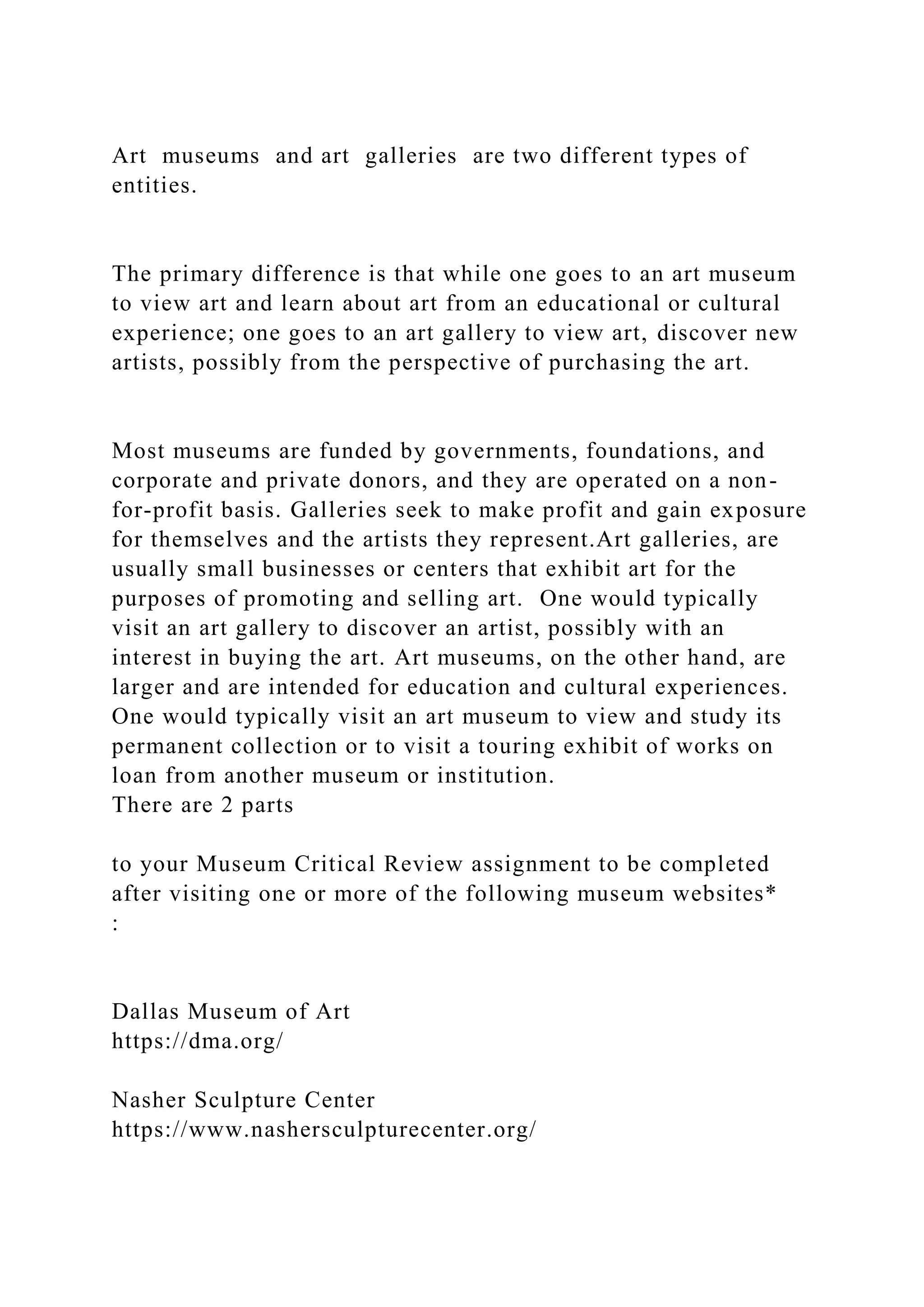 Art museums and art galleries are two different types of entitie.docx