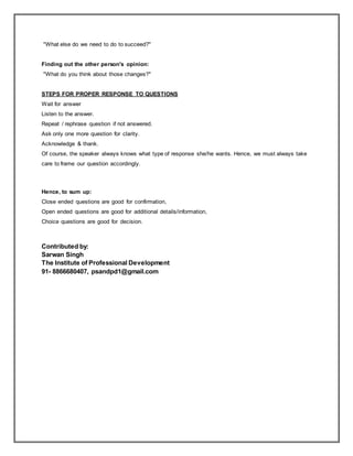 Art of asking questions | DOCX | Educational Assessment | Education