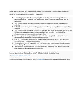 Art of choosing a Lean Sensei | PDF | Management Consulting Industry ...