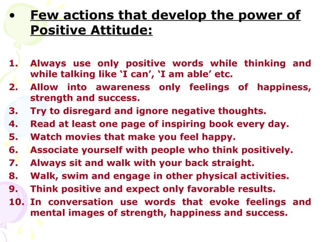 Art of developing positive attitude | PPT