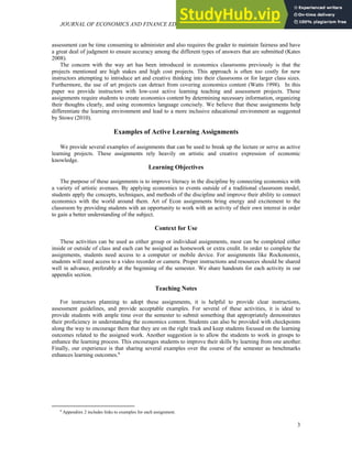 Art Of Econ Incorporating The Arts Through Active Learning Assignments In Principles Courses | PDF