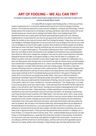 ART OF FOOLING – WE ALL CAN TRY? | PDF
