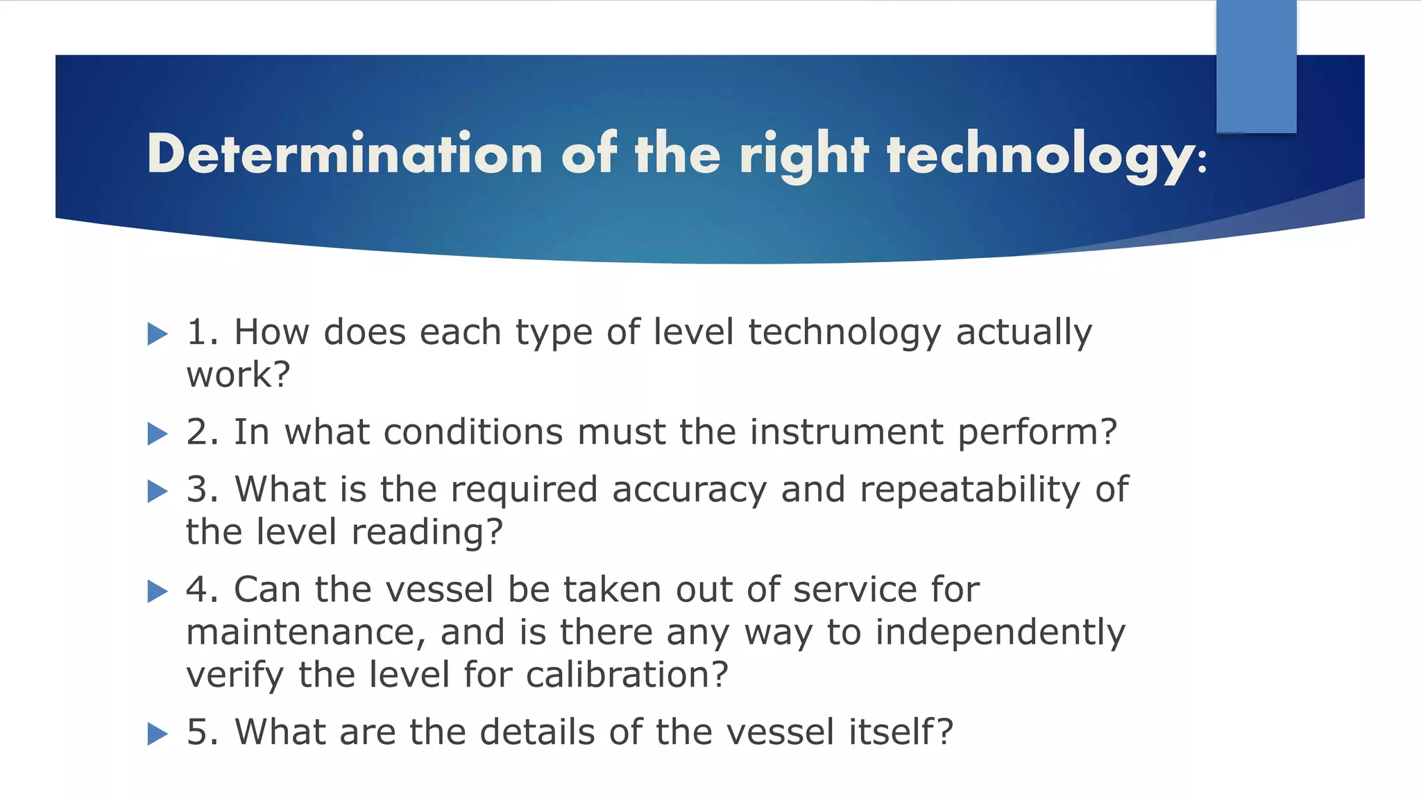 Art of level instrument selection | PPTX