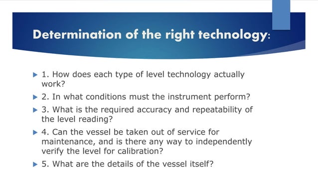 Art of level instrument selection | PPTX