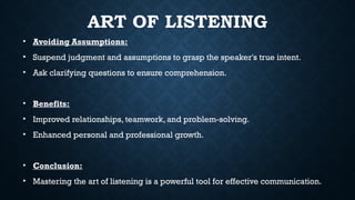 ART OF LISTENING: How to improve for better communication | PPT